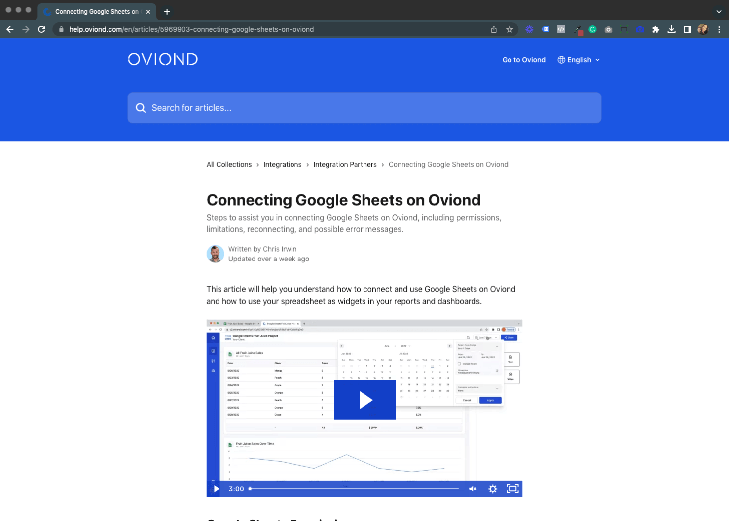 Google Sheets Digital Marketing Reporting - Oviond