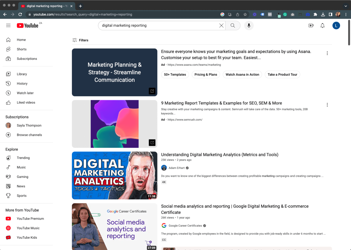 YouTube Digital Marketing Reporting - Oviond